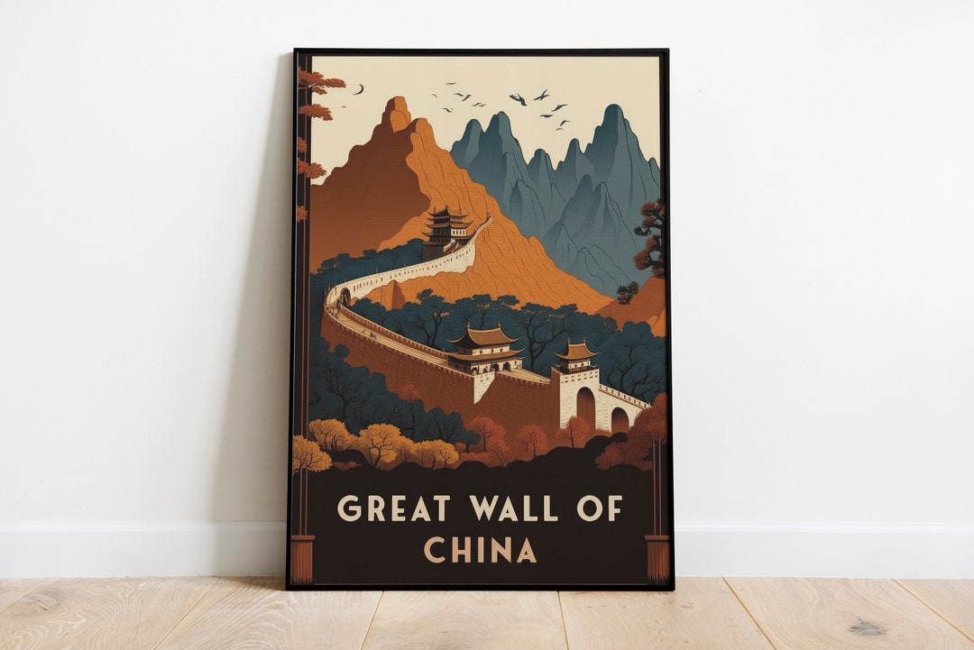 Great Wall of China Vintage Travel Poster | Retro Wall Art | Home Decor ...