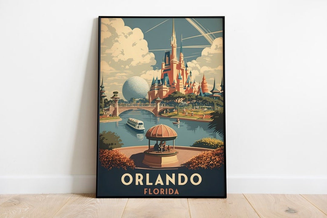 Orlando Florida Travel Poster USA Retro Wall Art Home Decor Unique Gift ...