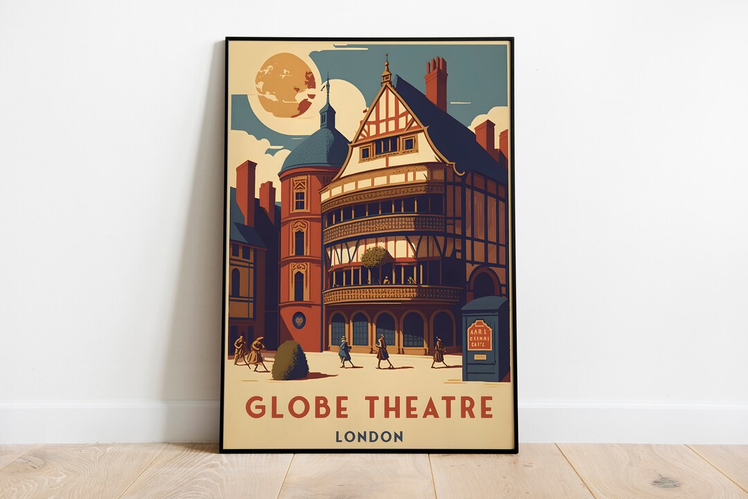 Shakespeare's Globe Travel Poster | London UK | Retro Wall Art | Home ...