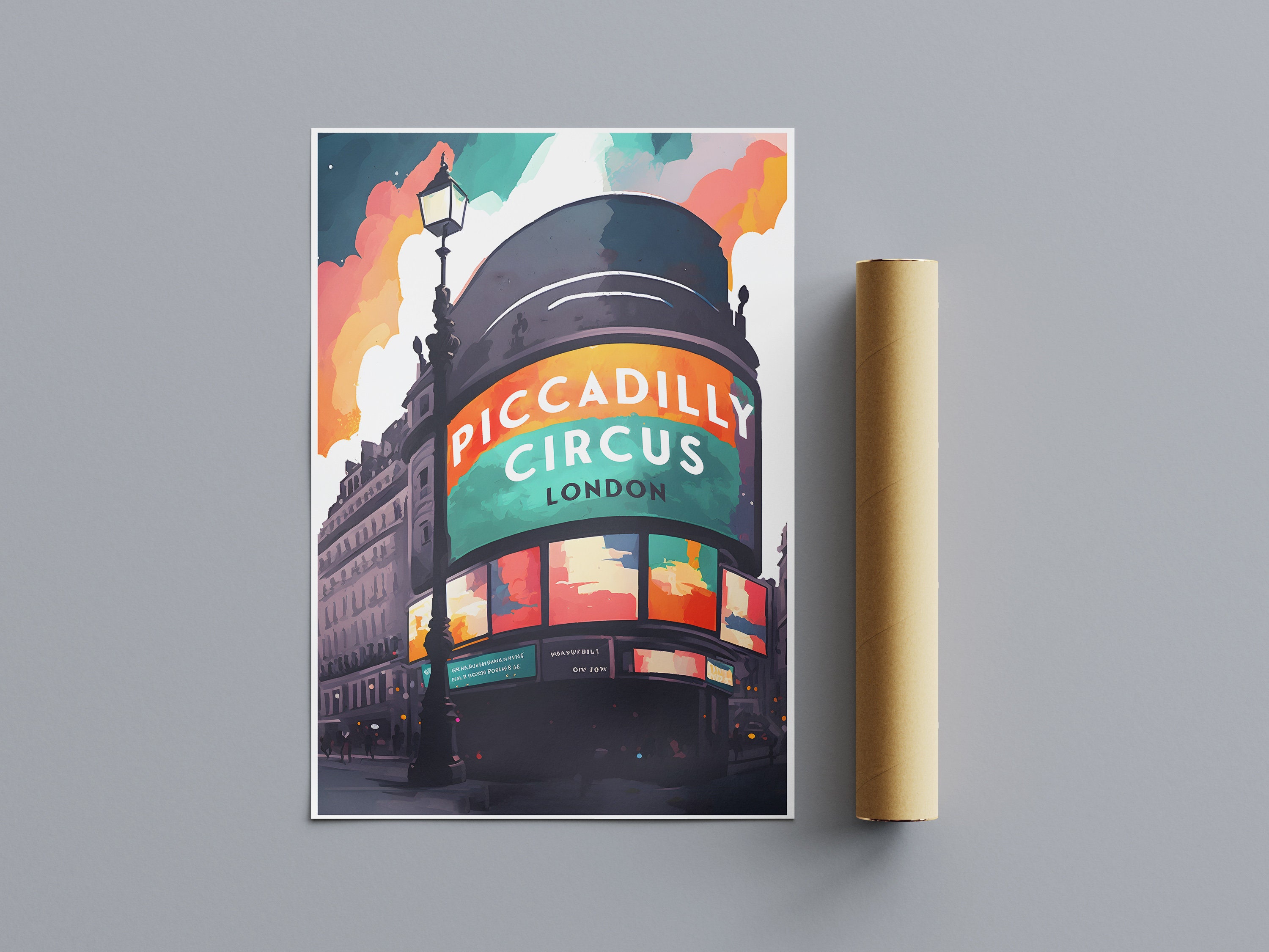 Piccadilly Circus UK Travel Poster Vintage Wall Art Instant Download - Etsy