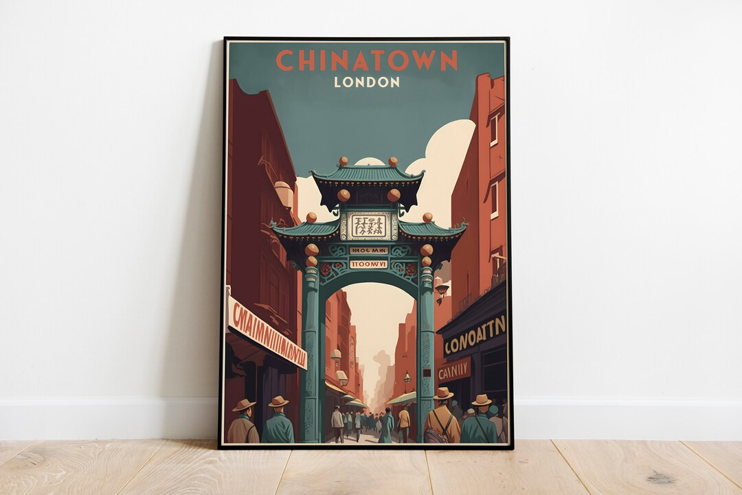 Chinatown Travel Poster London UK Retro Wall Art Home Decor Unique Gift ...