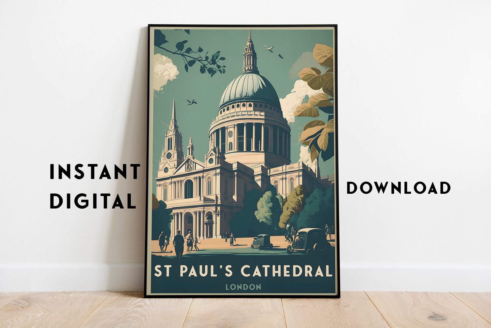 St Paul's Cathedral London UK Travel Poster | Vintage Wall Art ...