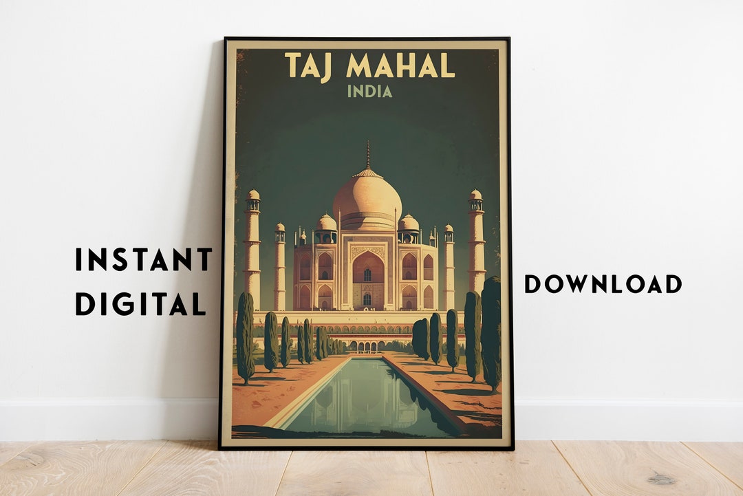 Taj Mahal India Travel Poster | Vintage Wall Art | Instant Download - Etsy