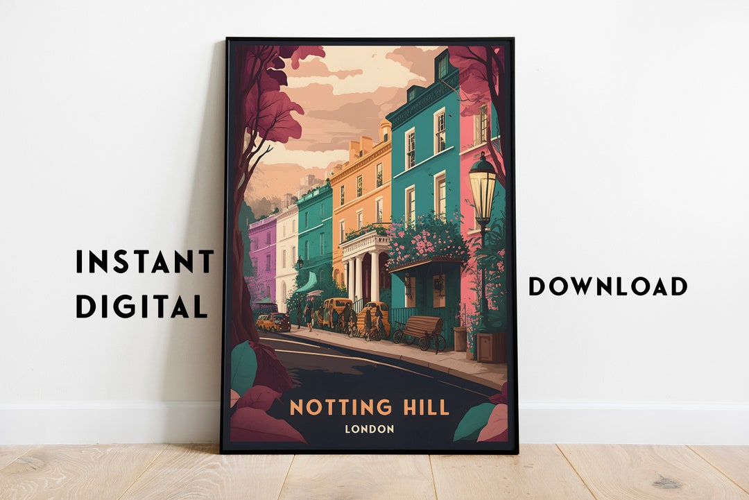 Notting Hill UK Travel Poster | Vintage Wall Art | Instant Download - Etsy