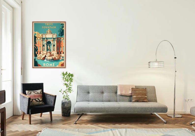 Trevi Fountain Print | Rome Italy Poster | Vintage Wall Art | Digital ...