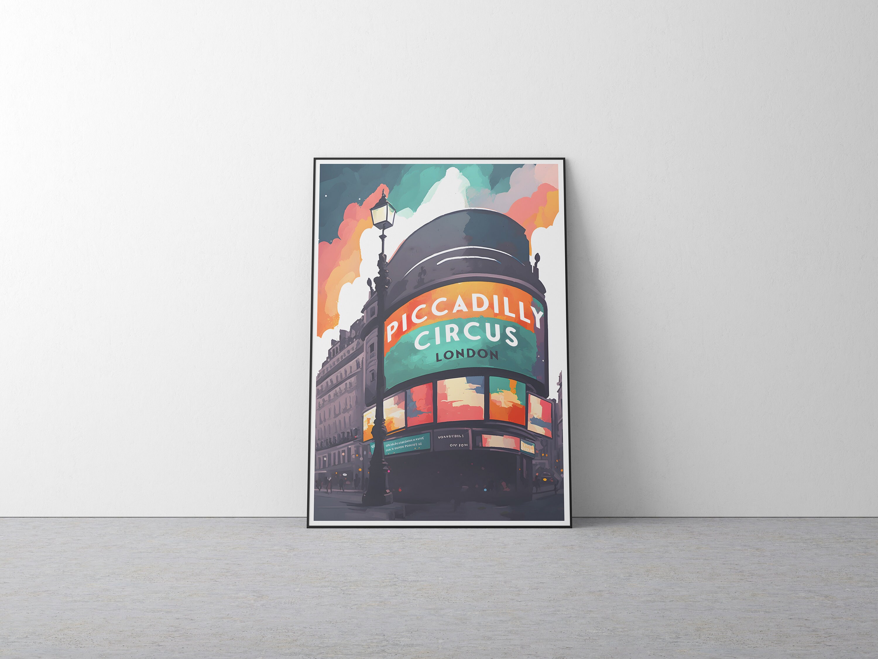 Piccadilly Circus UK Travel Poster Vintage Wall Art Instant Download - Etsy