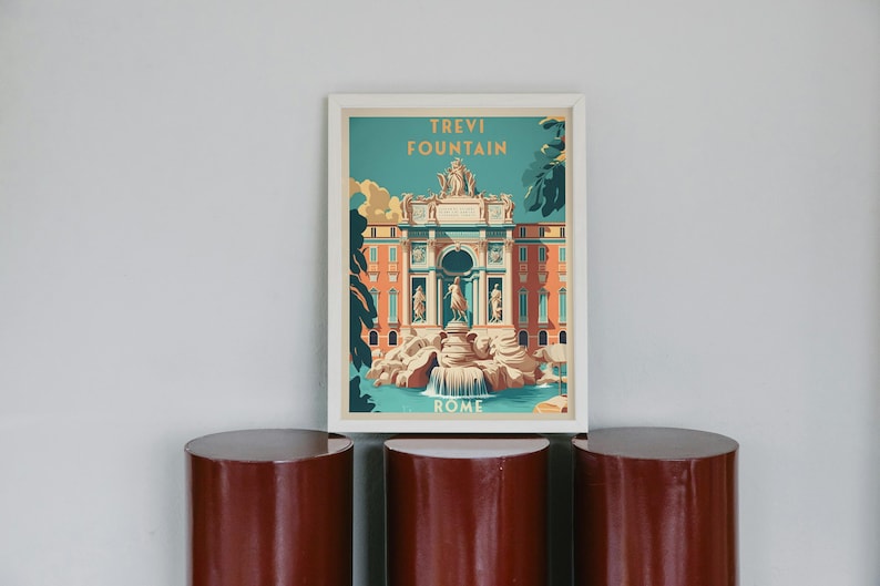 Trevi Fountain Print | Rome Italy Poster | Vintage Wall Art | Digital ...