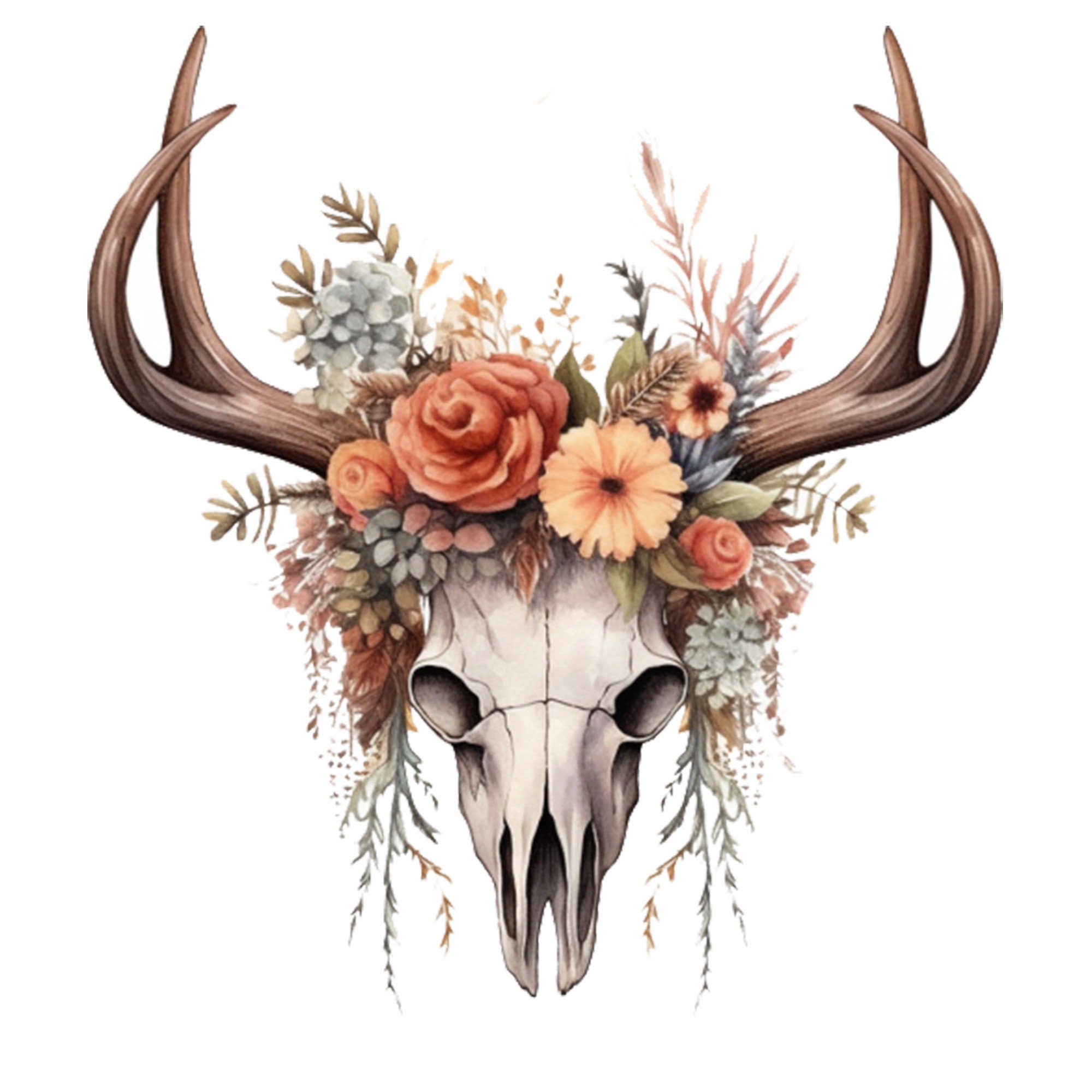 Antlers, Boho Skull Png, Western Skull Png Sublimation PNG - Etsy
