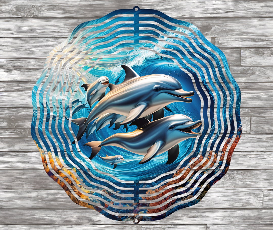 3d Dolphin Wind Spinner Sublimation Design Png, Dolphin Wind Spinner - Etsy