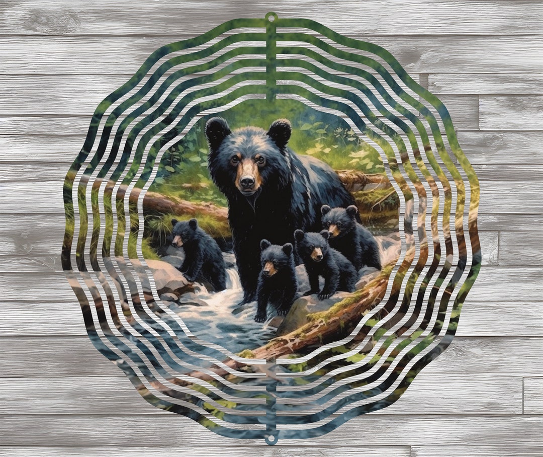 Black Bear Wind Spinner Sublimation Design - Etsy