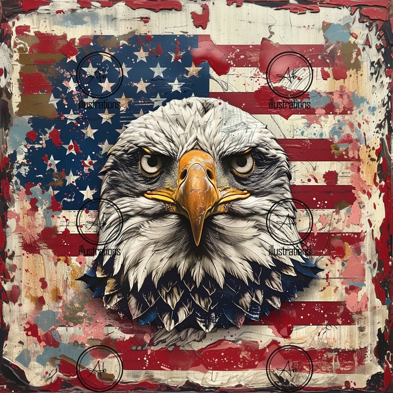 Rustic USA Eagle Flag, 4th of July, America Eagle for Plate Design ...