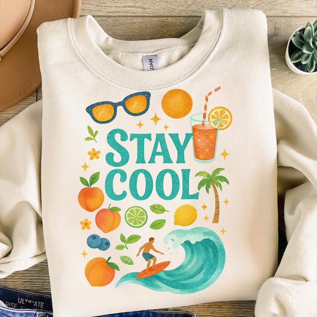 Stay Cool Summer PNG – Watercolor Glitter T-shirt Design for ...
