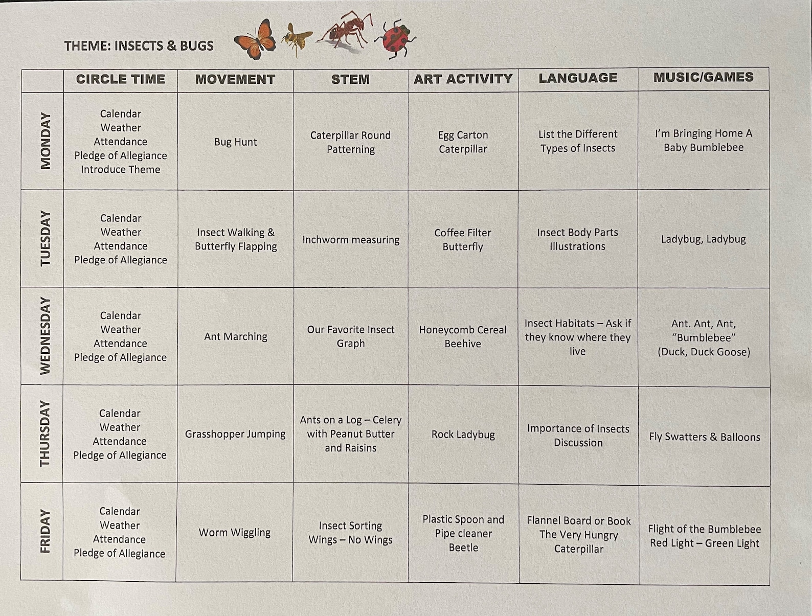 Insect Lesson Plan - Etsy