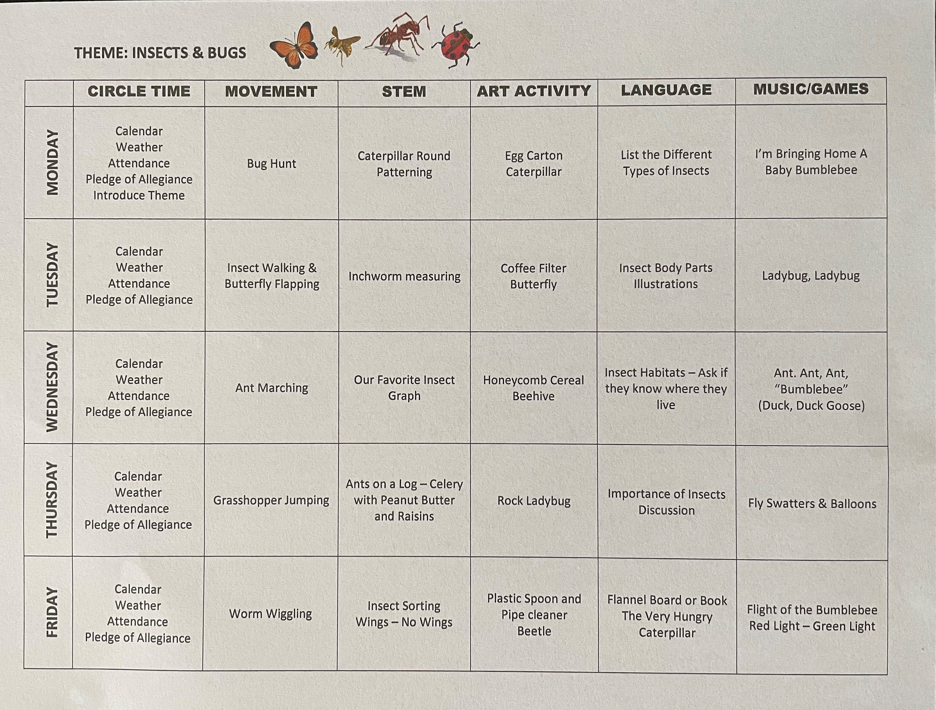 Insect Lesson Plan - Etsy