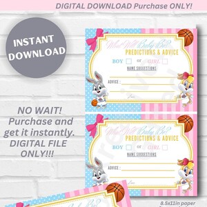 BABY Space Jam Gender Reveal Digital Suggestion Cards lola - Etsy