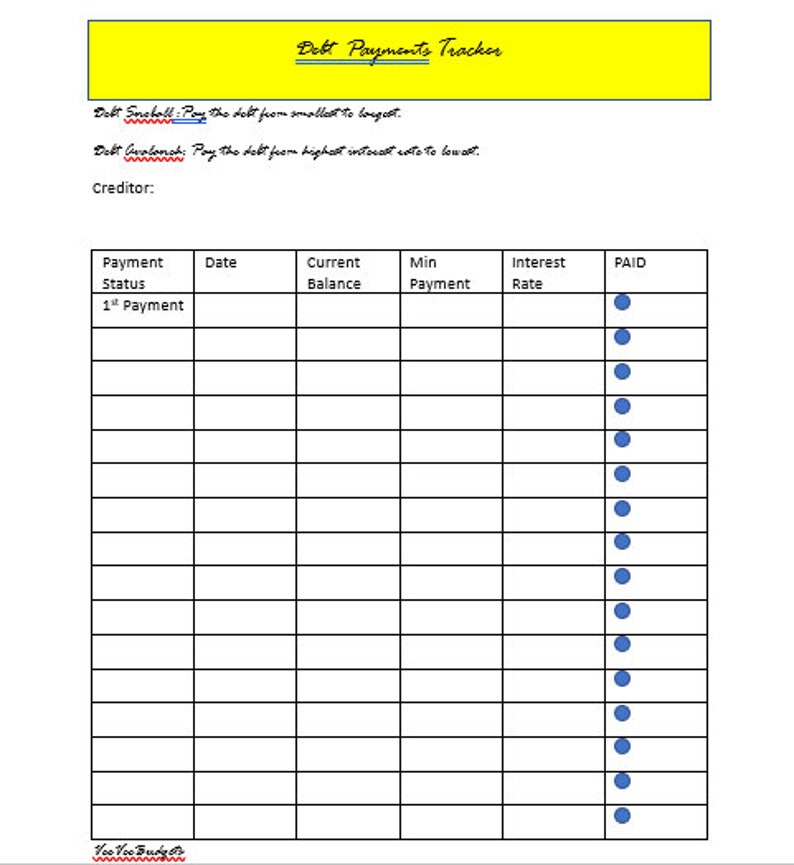 Easy Debt Payments Tracker - Etsy