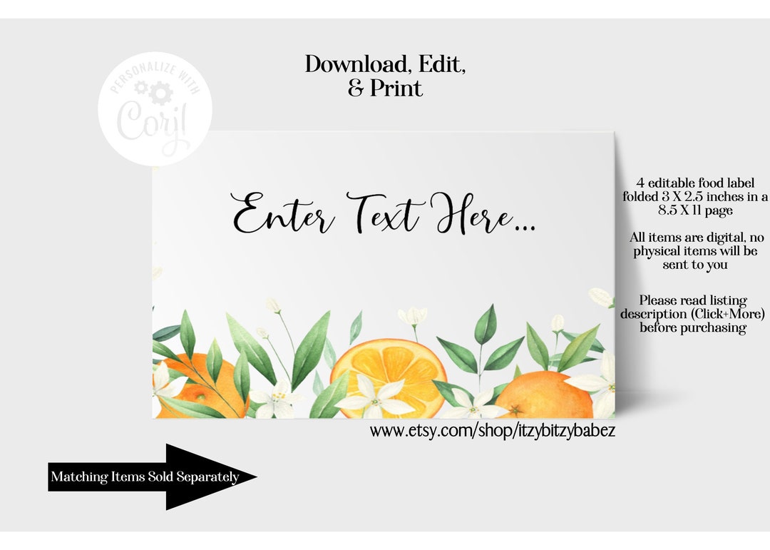 Cutie Food Labels Cutie Baby Shower Folded Place Cards Party - Etsy