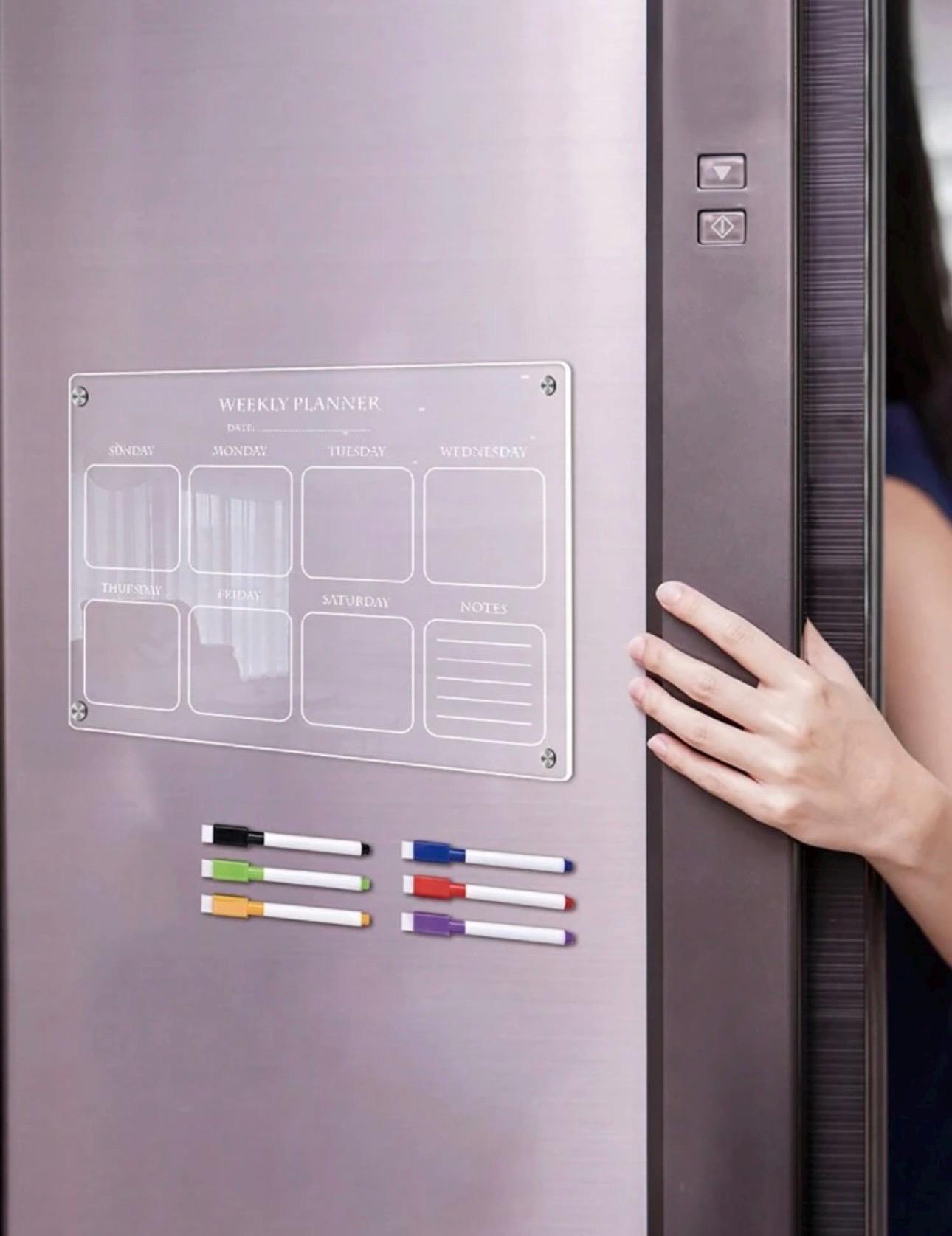 Transparent Acrylic Fridge Magnetic Erasable Memo Board Weekly Planner ...