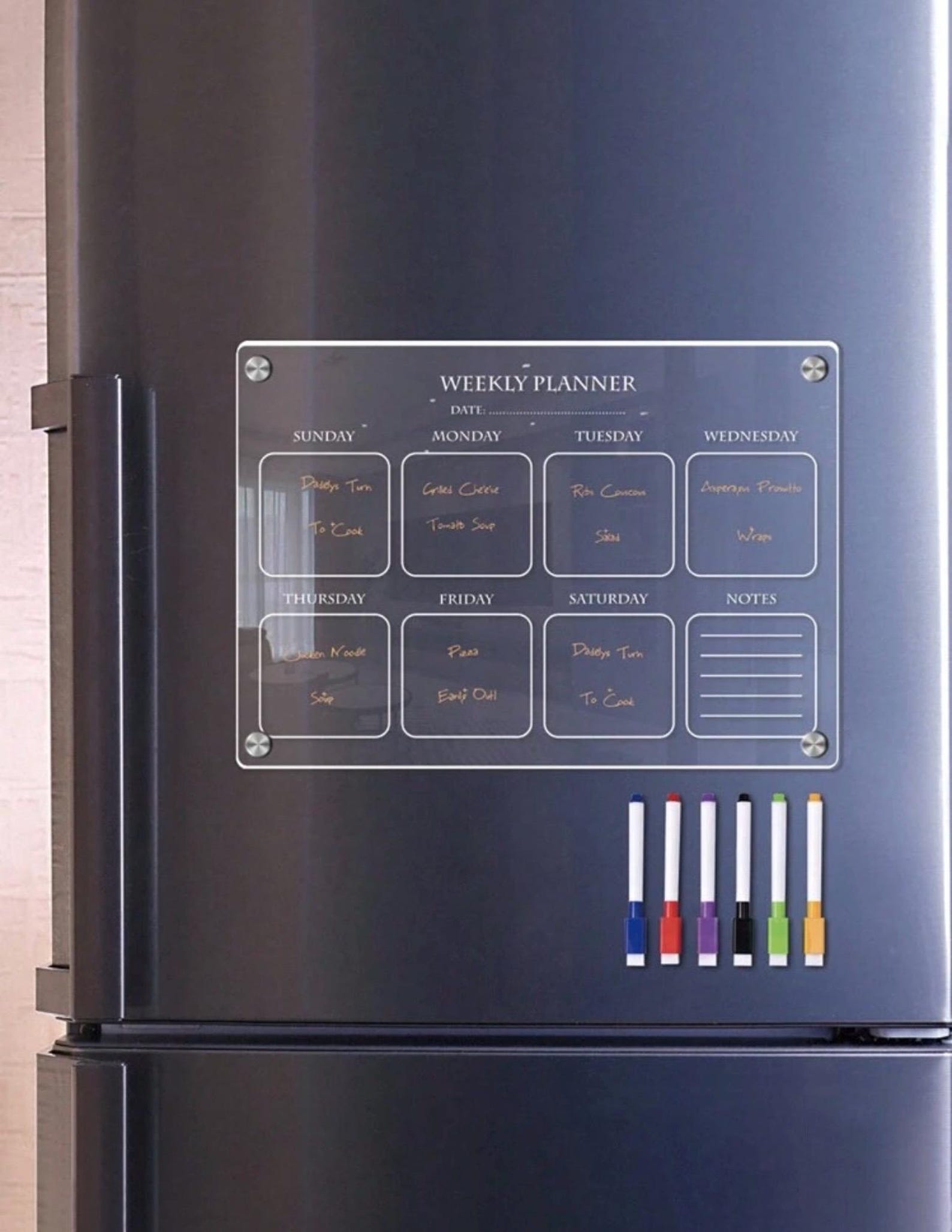 Transparent Acrylic Fridge Magnetic Erasable Memo Board Weekly Planner ...