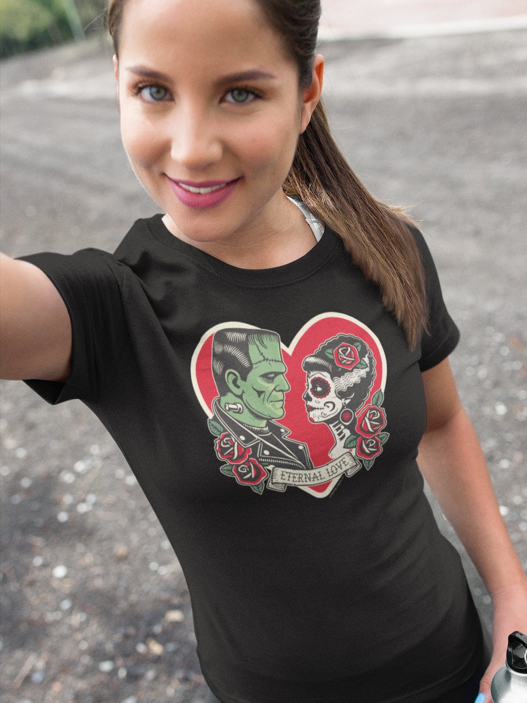 Eternal Love Greaser Monster & Dia De Los Muertos Bride T-shirt ...
