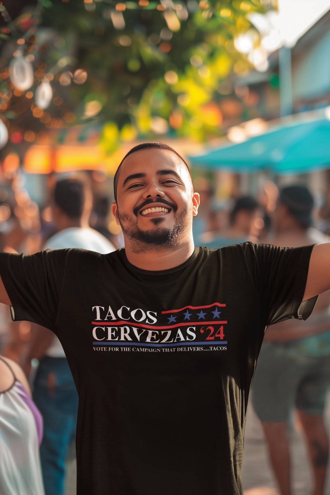 Tacos & Cervezas '24 Funny Political Humor T-shirt Vote for Flavor, Not ...