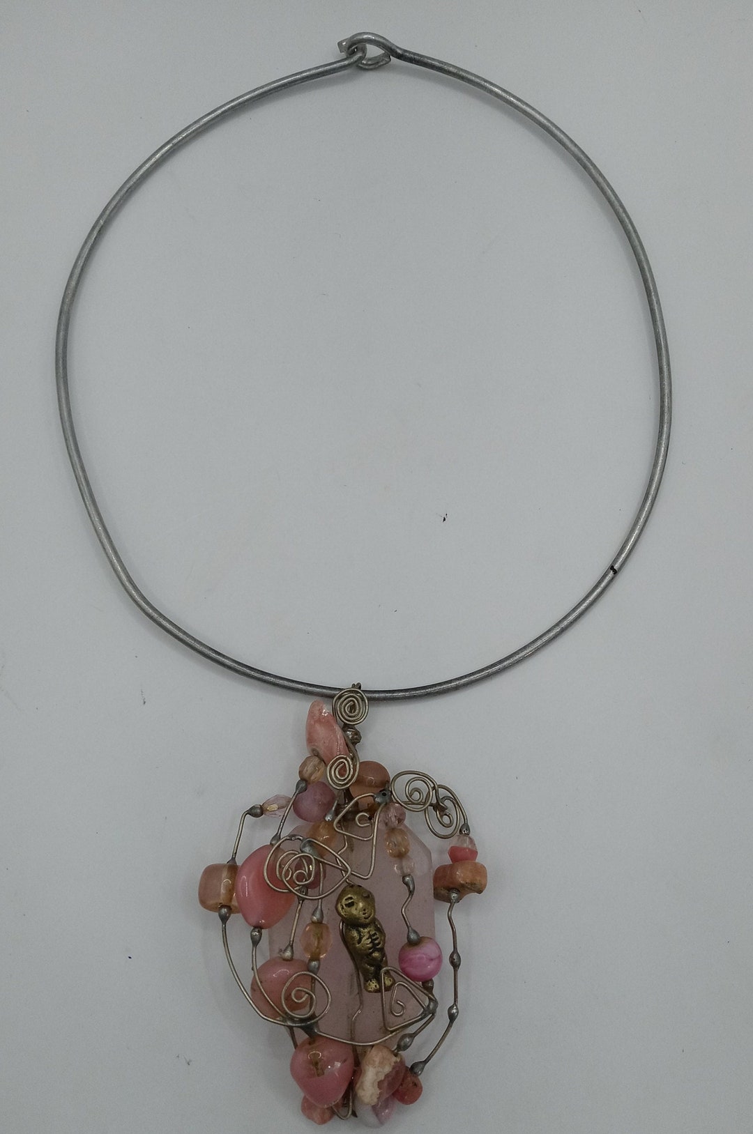 Peruvian Necklace Made of Alpaca and Pink Quartz Stone Payment to ...