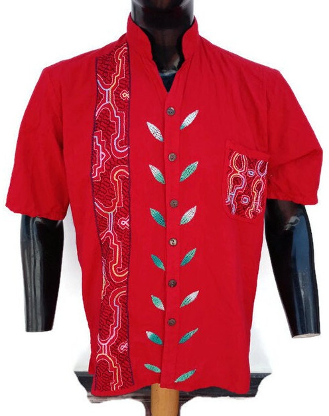 Unisex Hand Embroidered Shirt With Amazon Rainforest Buttons - Etsy