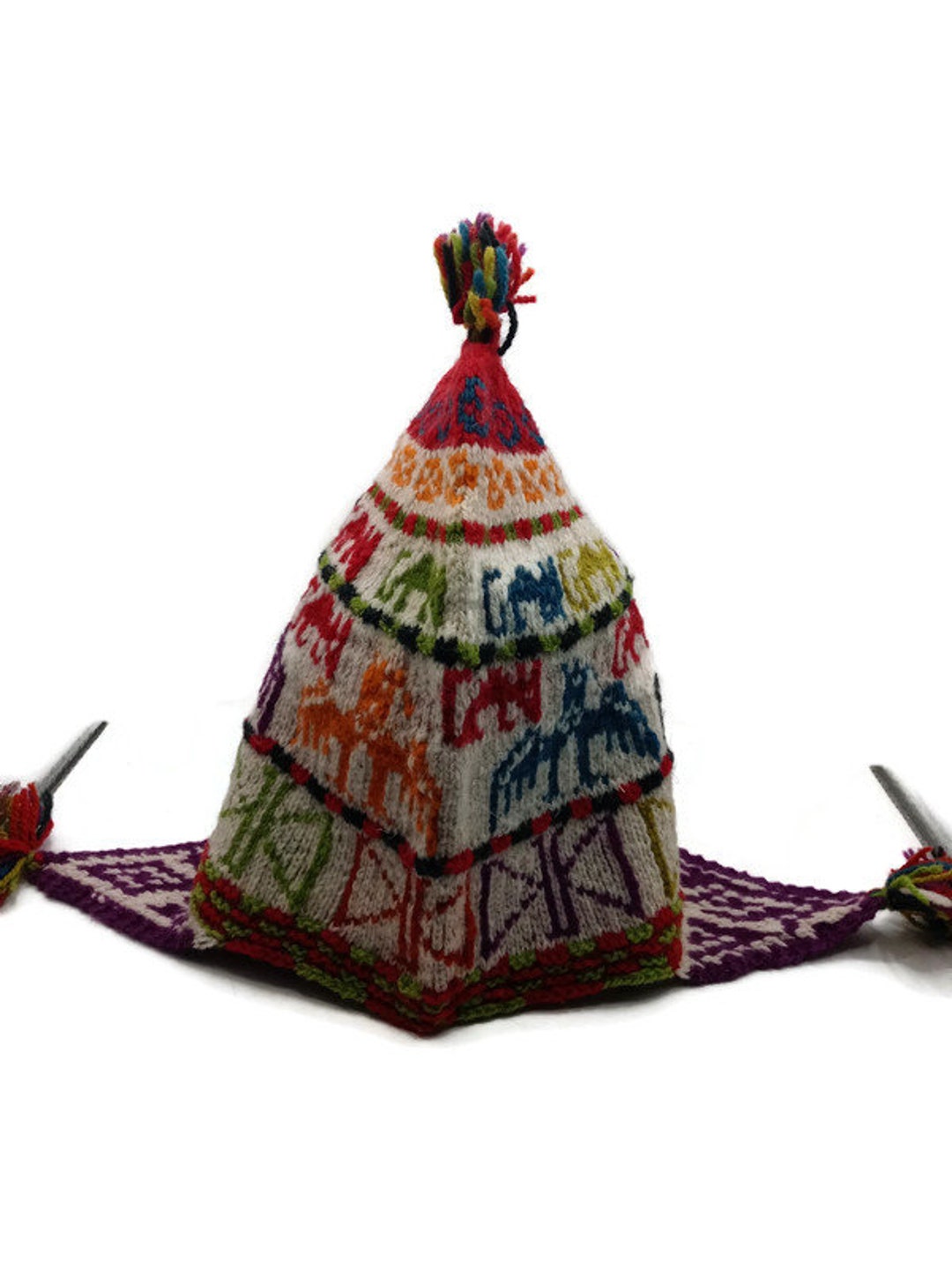 Peruvian Handmade Unisex Chullo Hat Cap Winter Warm Ceremonial Shaman ...