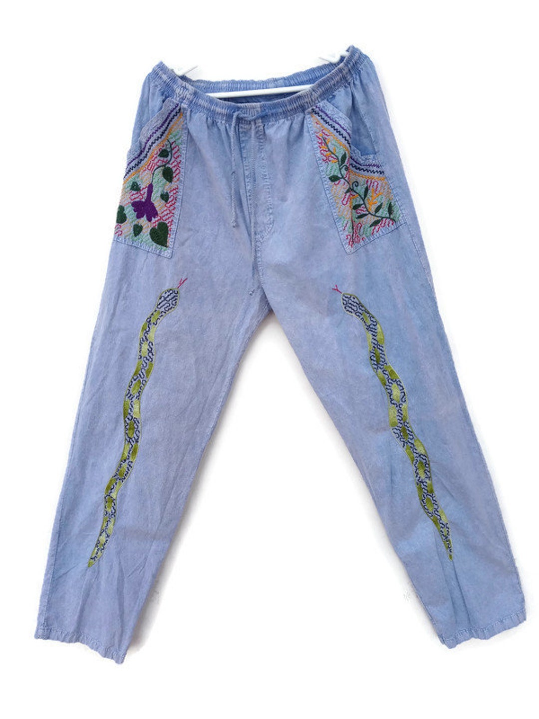 Unisex Cotton Pants Hand Embroidered Shipiba Snake - Etsy
