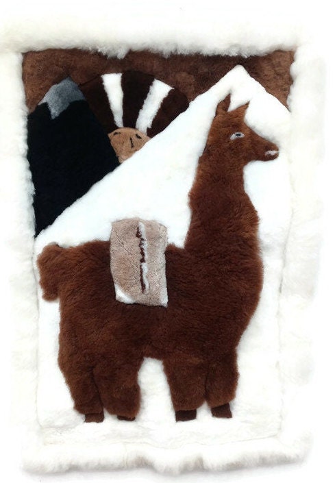 Llama/alpaca Fur Wall Hanging Rug Tapestry, White and Brown From Peru ...