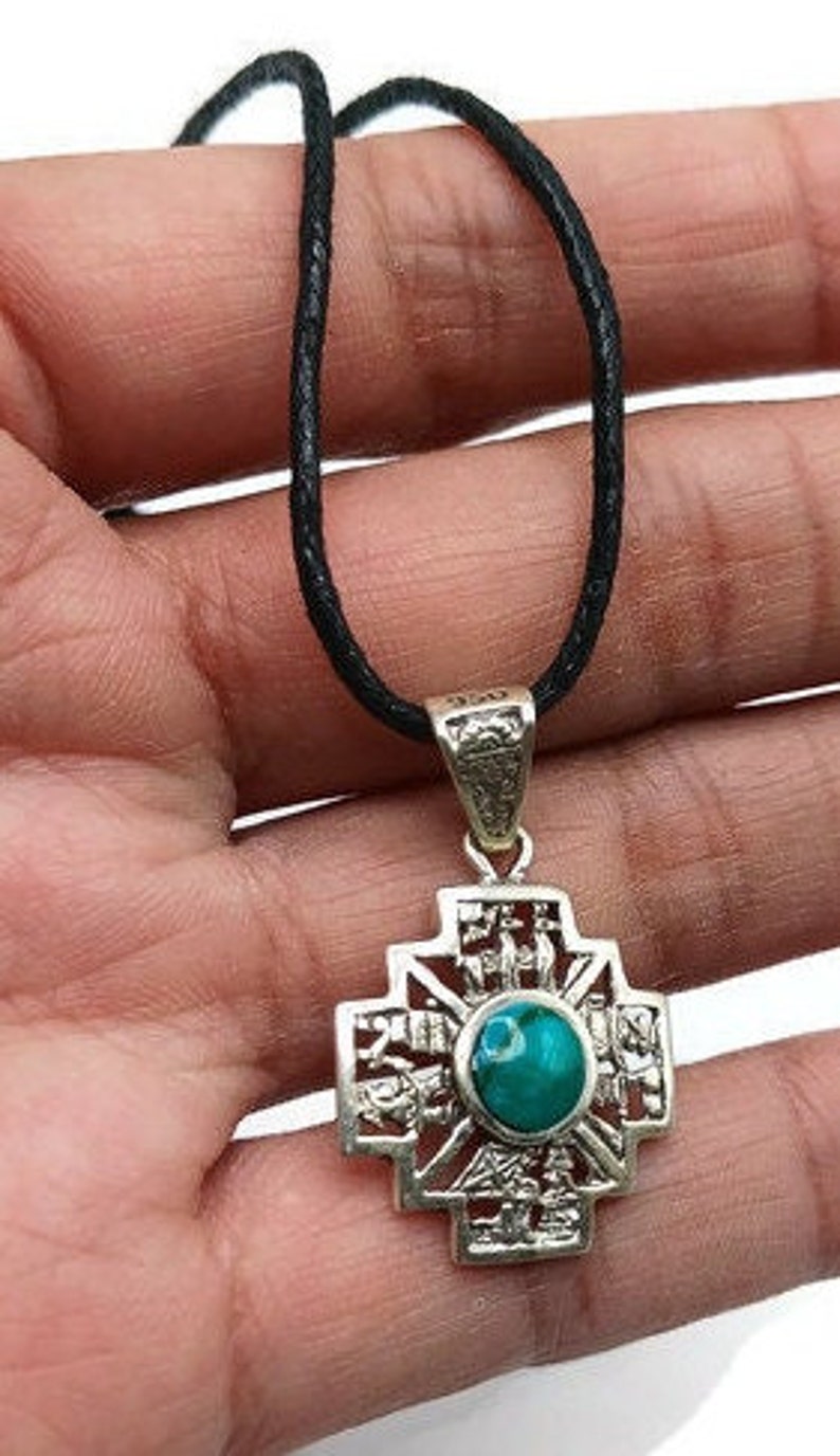 Handmade Necklace With Chakana Inca Pendant in 950 Sterling Silver ...