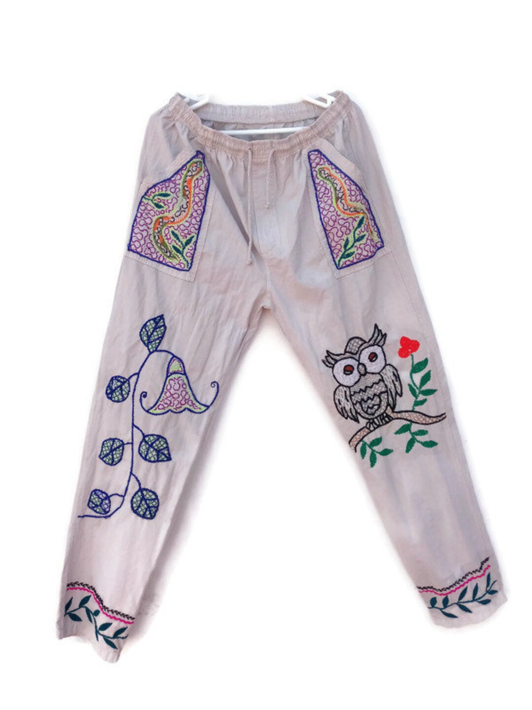 Unisex Cotton Pants Hand Embroidered Amazon Jungle - Etsy