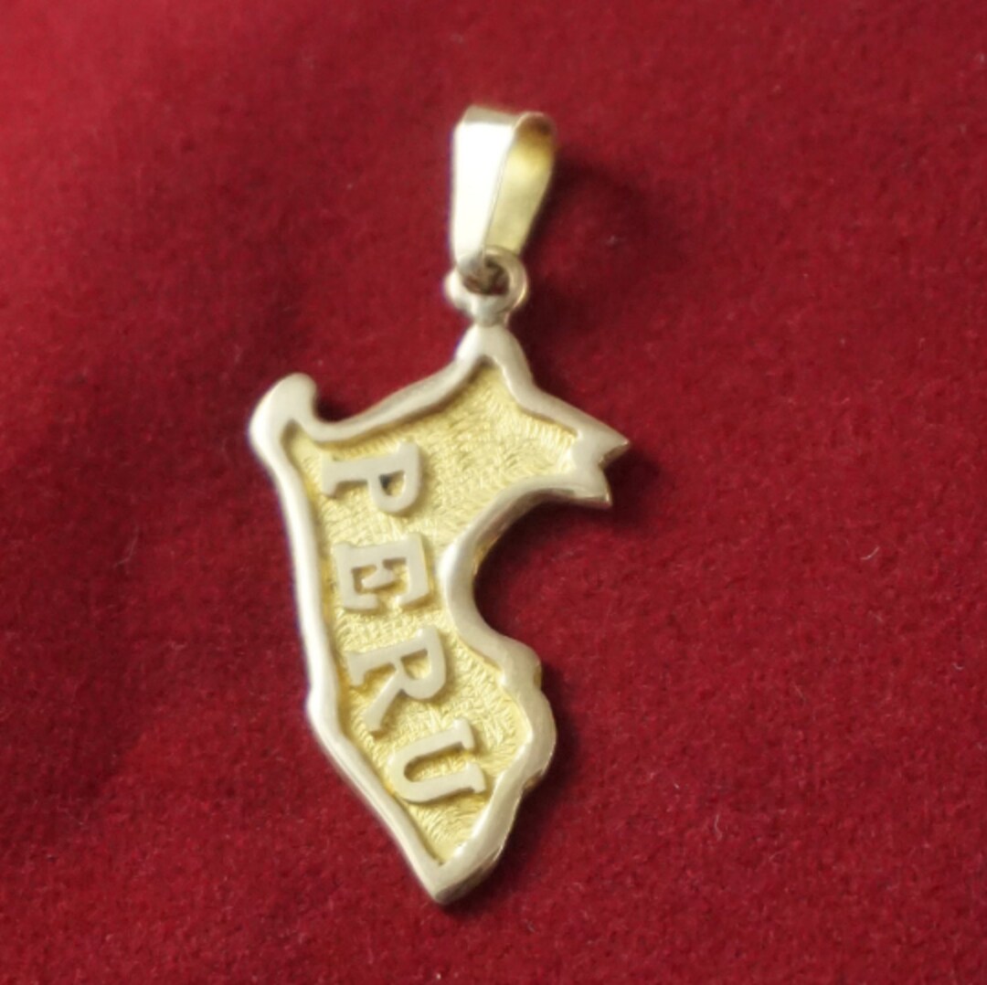 18k Solid Gold Pendant Peru Map Design - Etsy