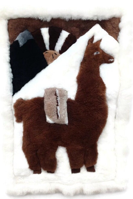 Llama/alpaca Fur Wall Hanging Rug Tapestry, White and Brown From Peru ...