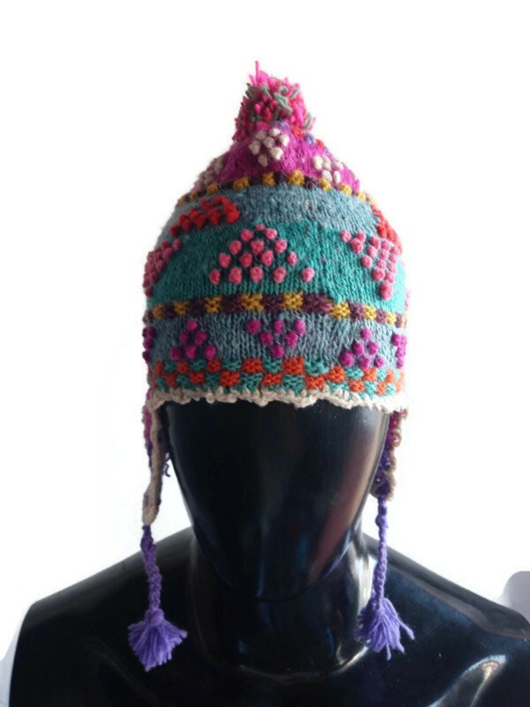 Chullo Set With Gloves Woven in Multicolored Wool Andean - Etsy