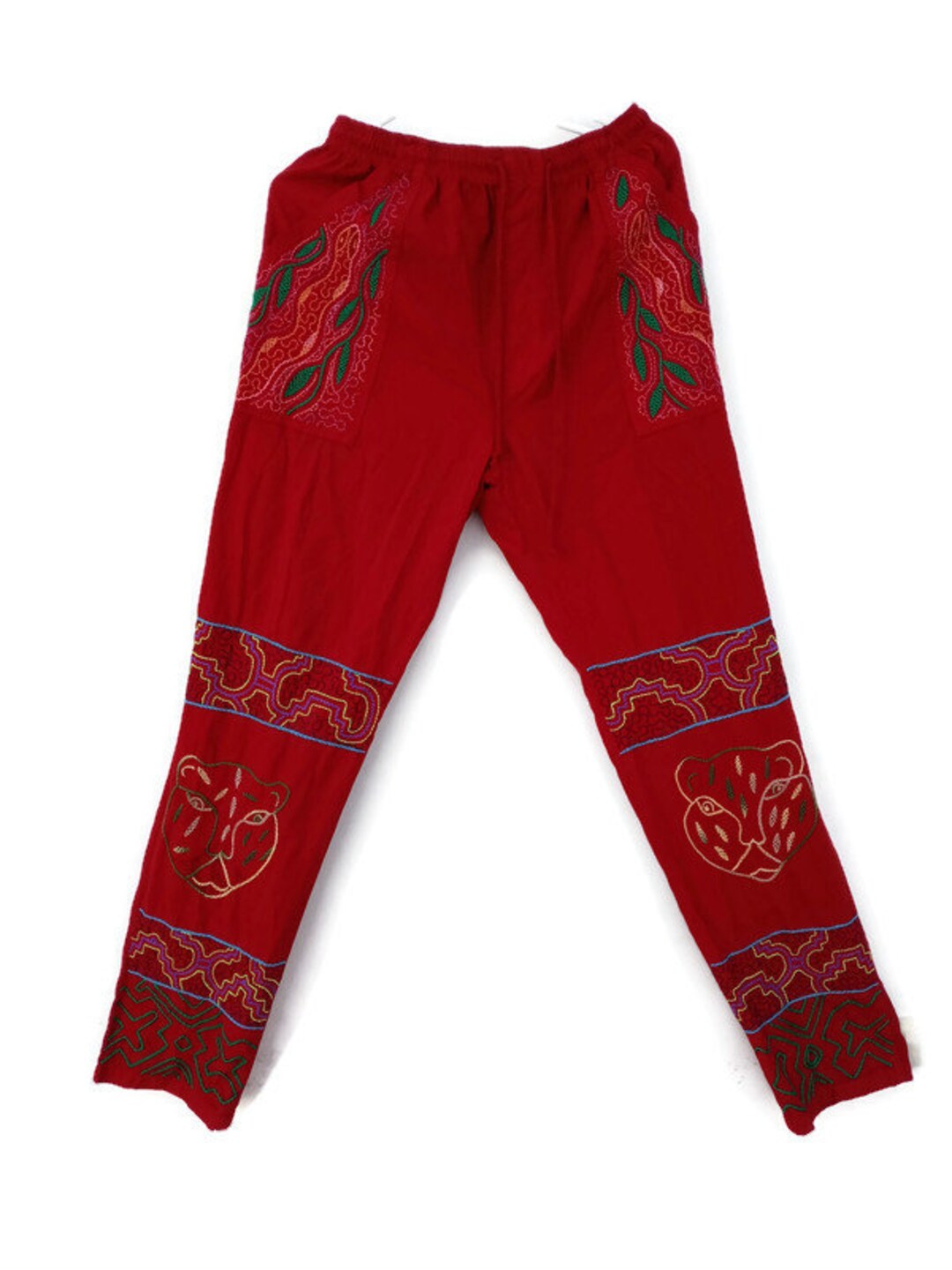 Unisex Handmade Pants Embroidered Multicolored Flowers Amazon Jungle - Etsy