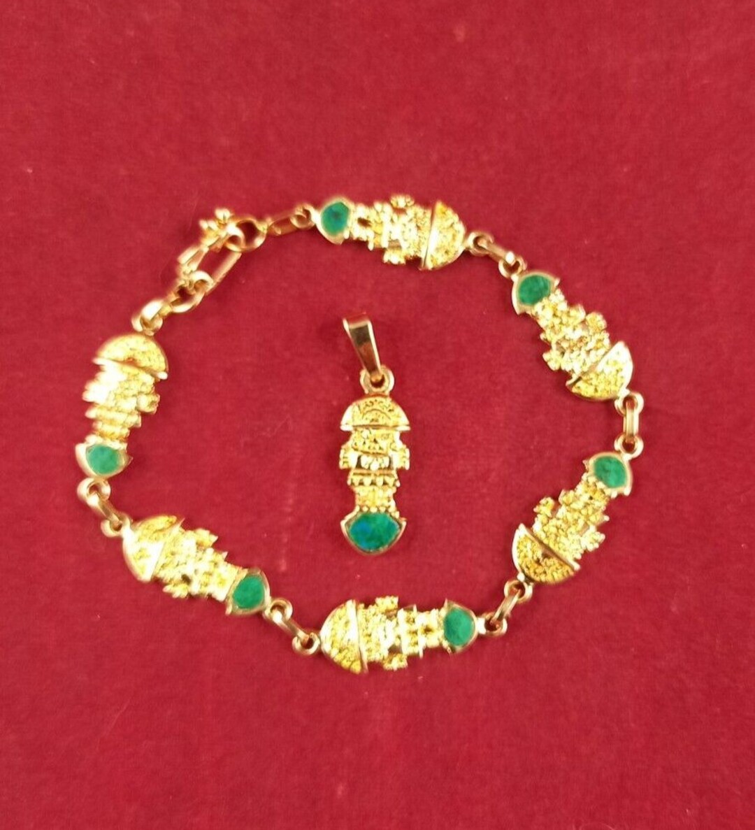 Set of Bracelet and Pendant in Solid Gold 18K Tumi Design - Etsy