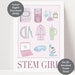 Stem Girl Instant Download Digital Print Woman in Stem Wall Art Pink ...