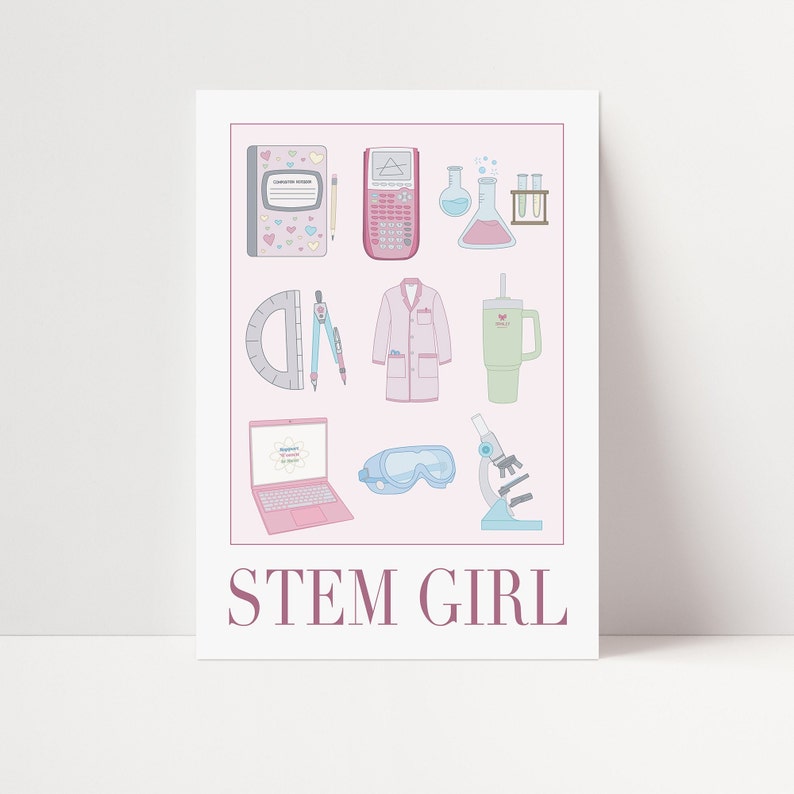 Stem Girl Instant Download Digital Print Woman in Stem Wall Art Pink ...