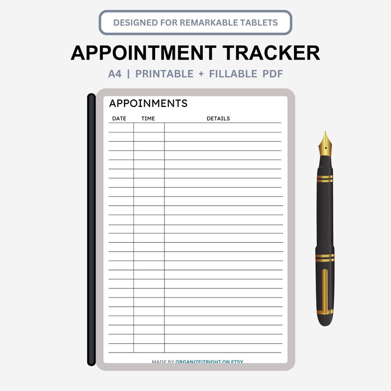 Simple Appointment Tracker Printable, Appointment Reminder, Meeting ...