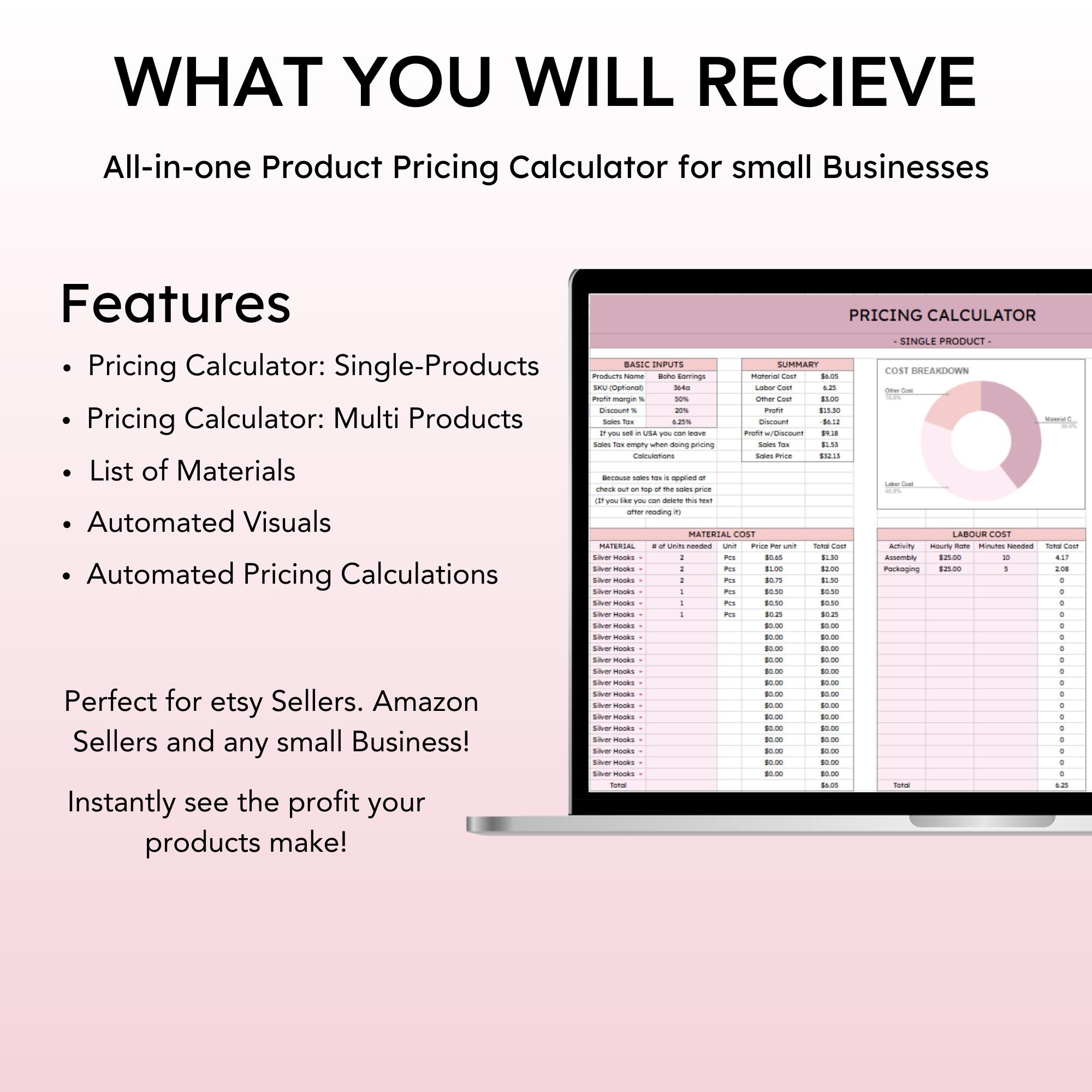 Pricing Calculator Spreadsheet, Price Handmade Products Google Sheet ...