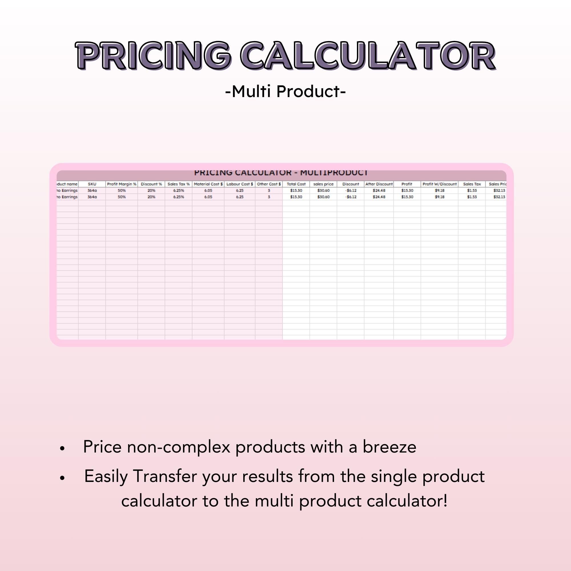 Small Business Pricing Calculator for Google Sheets | Product Cost ...