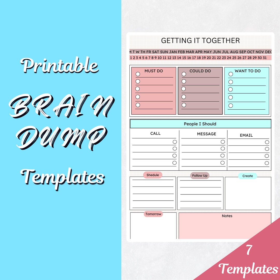 Editable Brain Dump Planner Bundle | ADHD Organizer, To-do List ...