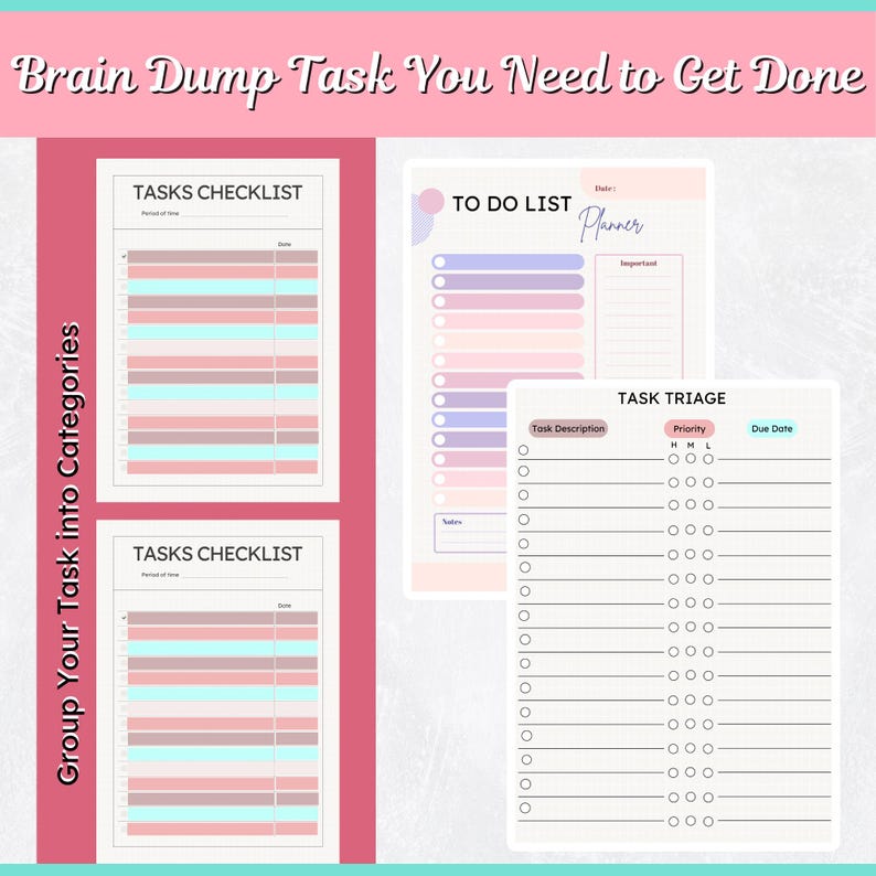 Editable Brain Dump Planner Bundle | ADHD Organizer, To-do List ...
