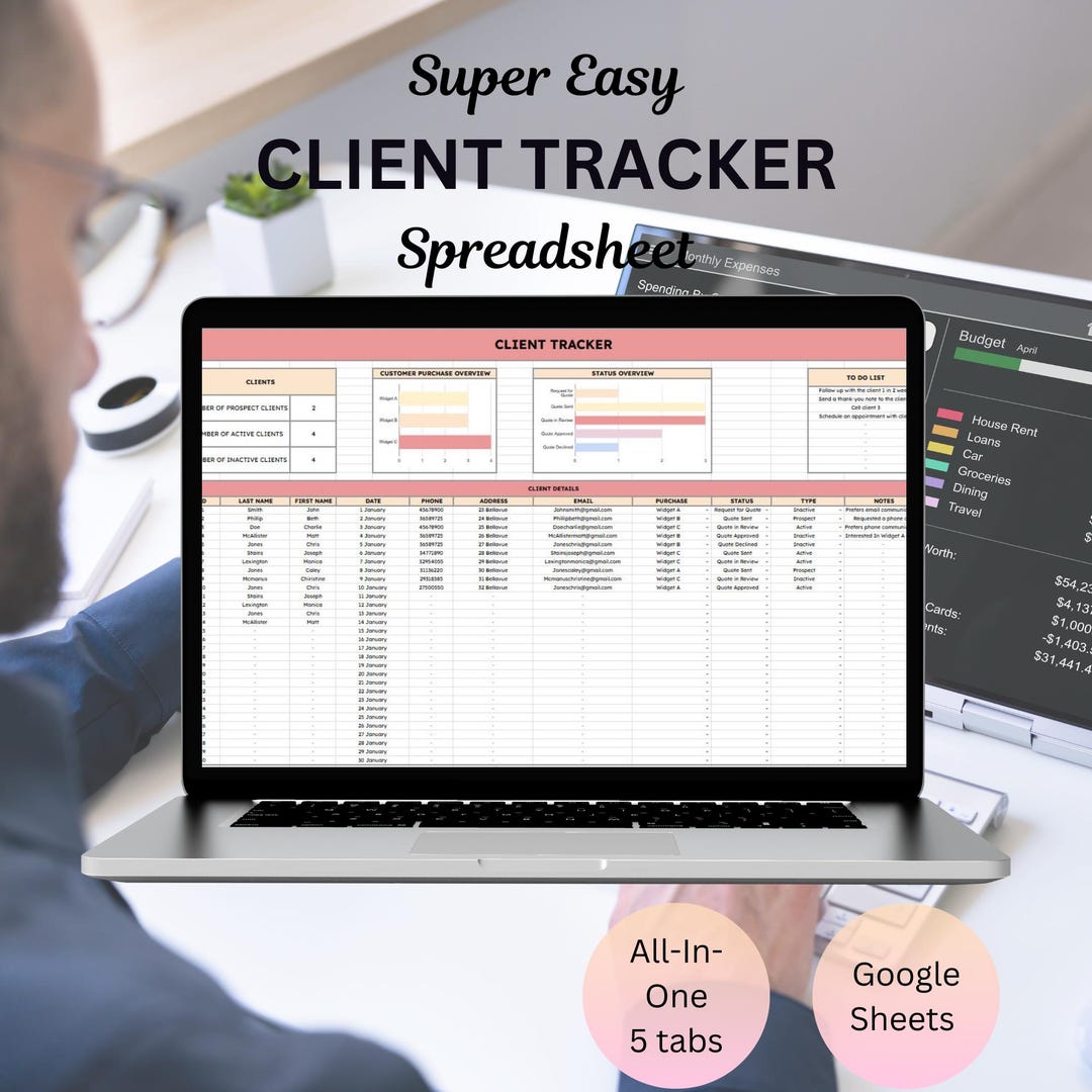 Client Tracker Google Sheets Template | Client Management Spreadsheet ...