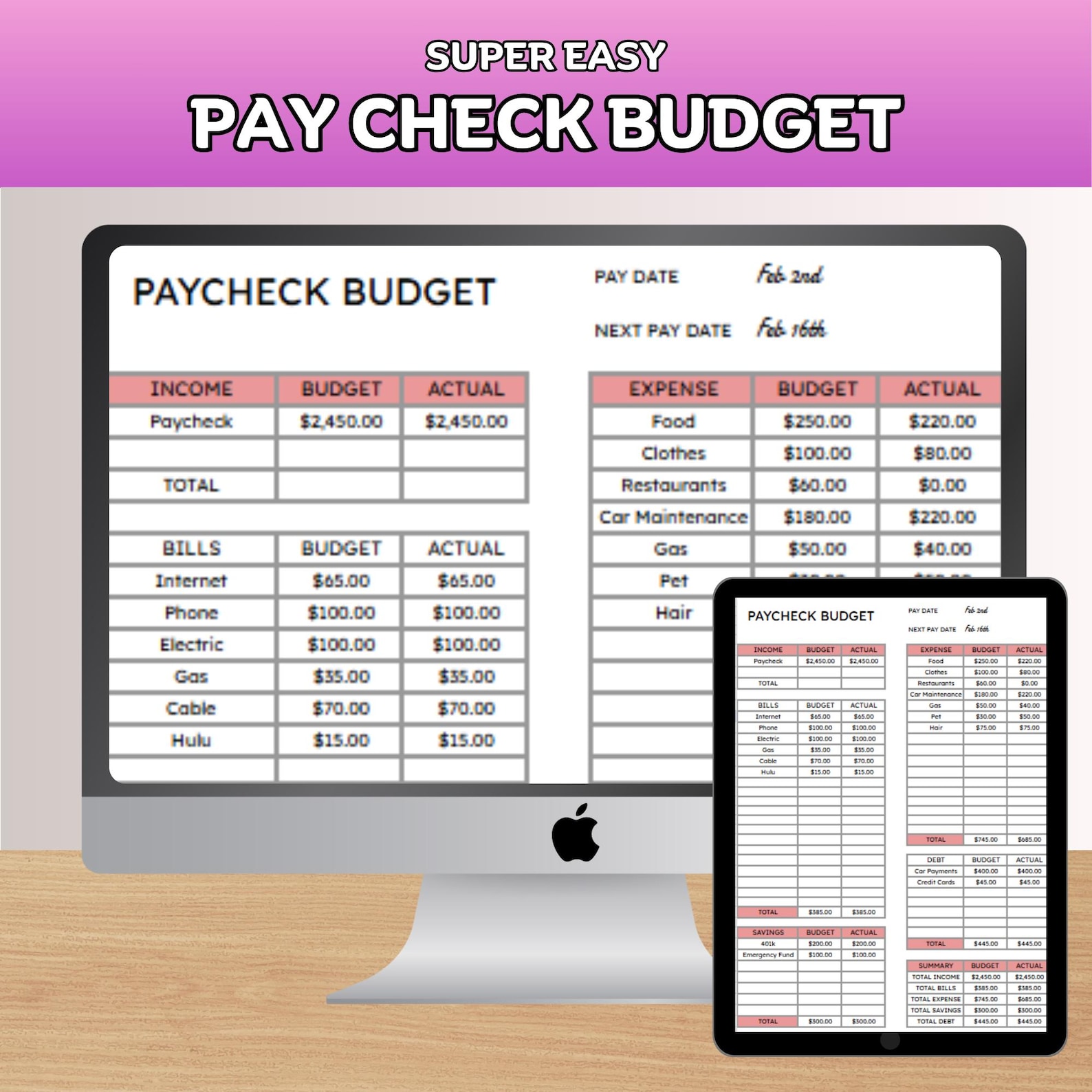 Paycheck Budget Planner: Editable Printable Budget Tracker (PDF) - Etsy