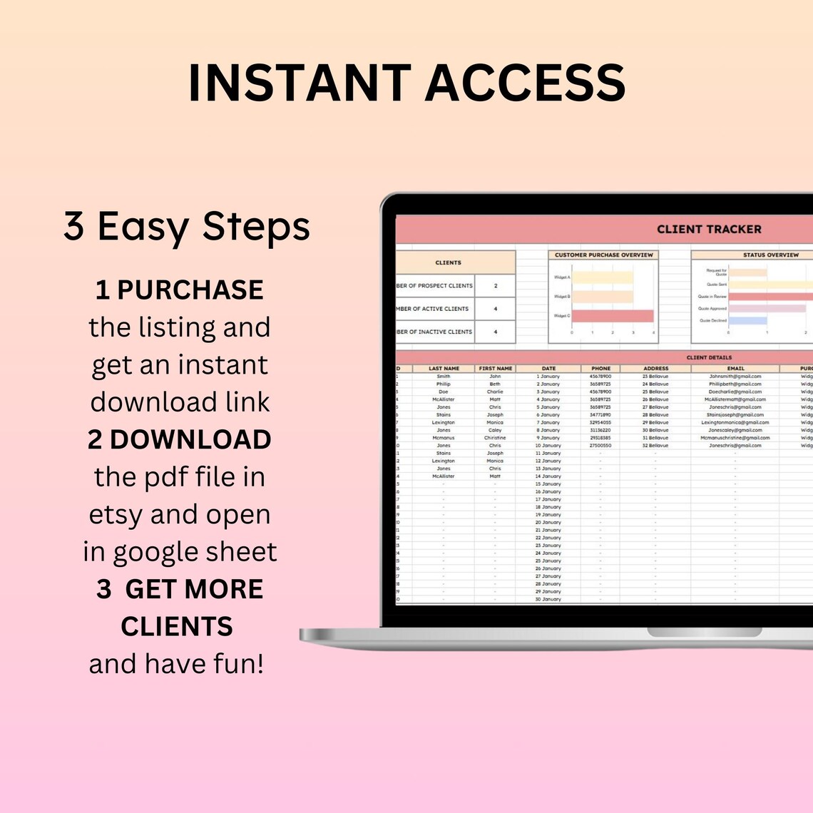 Client Tracker Google Sheets Template | Client Management Spreadsheet ...