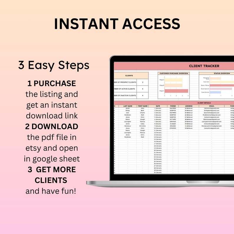 Client Tracker Google Sheets Template | Client Management Spreadsheet ...
