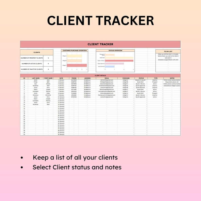 Client Tracker Google Sheets Template | Client Management Spreadsheet ...