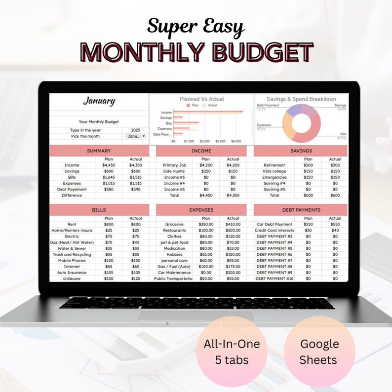 Monthly Budget Spreadsheet Budget Planner Google Sheets Weekly Paycheck ...